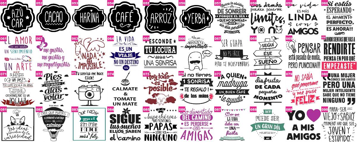 102 Plantillas Digital Frases Vinilo Sublimacion Taza Frasco 300 En