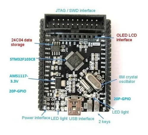 Tarjeta Desarrollo Stm32f103c8t6 Stm32 32 Bit Stm32 Smart V2 43 500