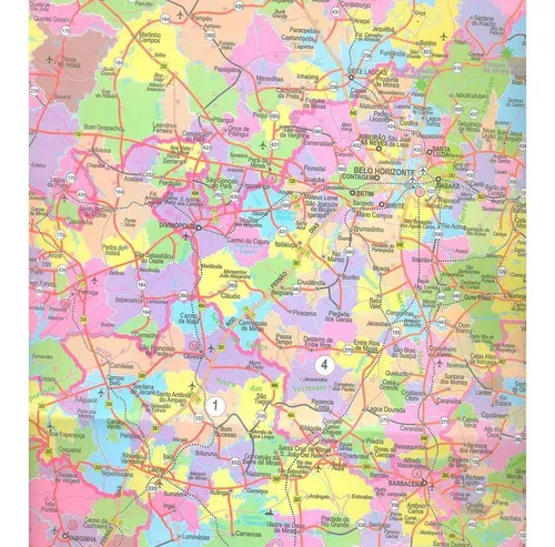 Novo Mapa De Minas Gerais Político Rodoviário Gigante R 22 Em