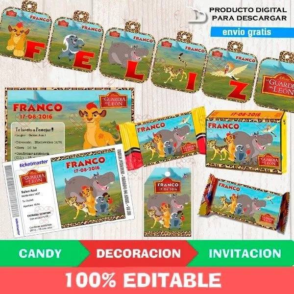 Kit Imprimible Editable Cumpleanos El Rey Leon Mebuscar México