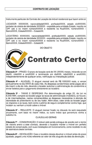 Modelo Contrato De Locação Imóvel Residencial Suporte R 30 Em Itajaí