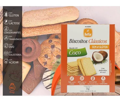 Biscoito Bolacha Coco Sem Glúten Sem Açúcar Belfar 84g | Mebuscar Brasil Biscoito Bolacha Coco Sem Glúten Sem Açúcar Belfar 84g | Mebuscar Brasil