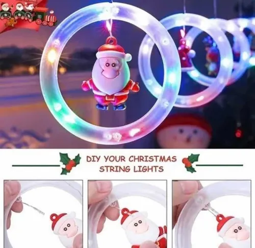 Serie De Luces Navideñas Cascadas Aro Con Figuras Navideñas 399 En
