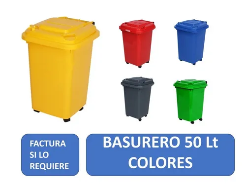 Basurero Contenedor De Basura 50 Litros Con Ruedas - Colores Color ... Basurero Contenedor De Basura 50 Litros Con Ruedas - Colores Color ...