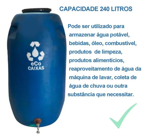 Eco Caixa 240l Bombona Cisterna Tambor 200 Litros Tonel R$ 381 em São ... Eco Caixa 240l Bombona Cisterna Tambor 200 Litros Tonel R$ 381 em São ...