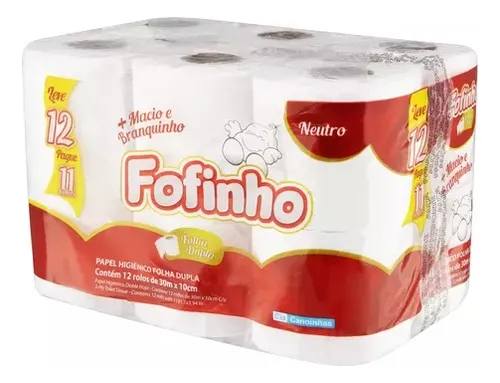 Papel Higiênico Folha Dupla Neutro Fofinho Fardo 96 Rolos R 343 Em São