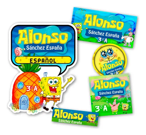 Etiquetas Escolares Bob Esponja Editables Kit Imprimible 64 En Lázaro Cárdenas Michoacán