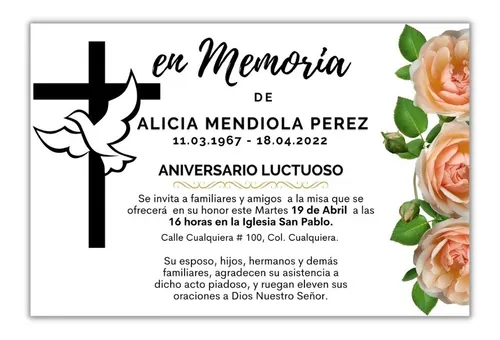 Invitación Esquela Aniversario Luctuoso Imprimible Mod 6 | Mebuscar México Invitación Esquela Aniversario Luctuoso Imprimible Mod 6 | Mebuscar México