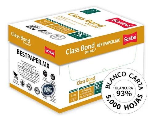 Papel Blanco Tamaño Carta Scribe Dorado Caja Con 5 000 Hojas Mebuscar