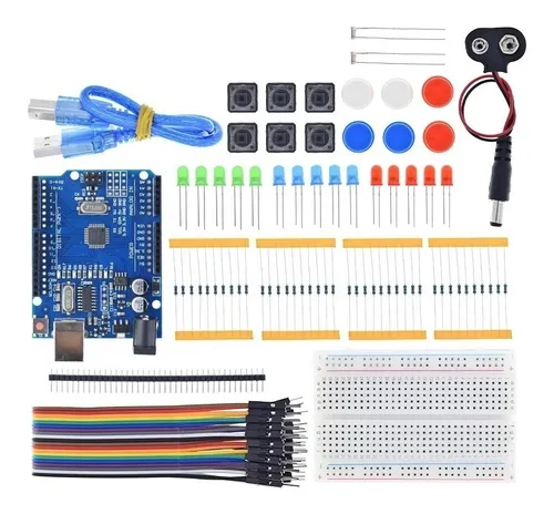 Kit Arduino Uno R3 Aprendizaje Led Cable Protoboard Resistor 90 000