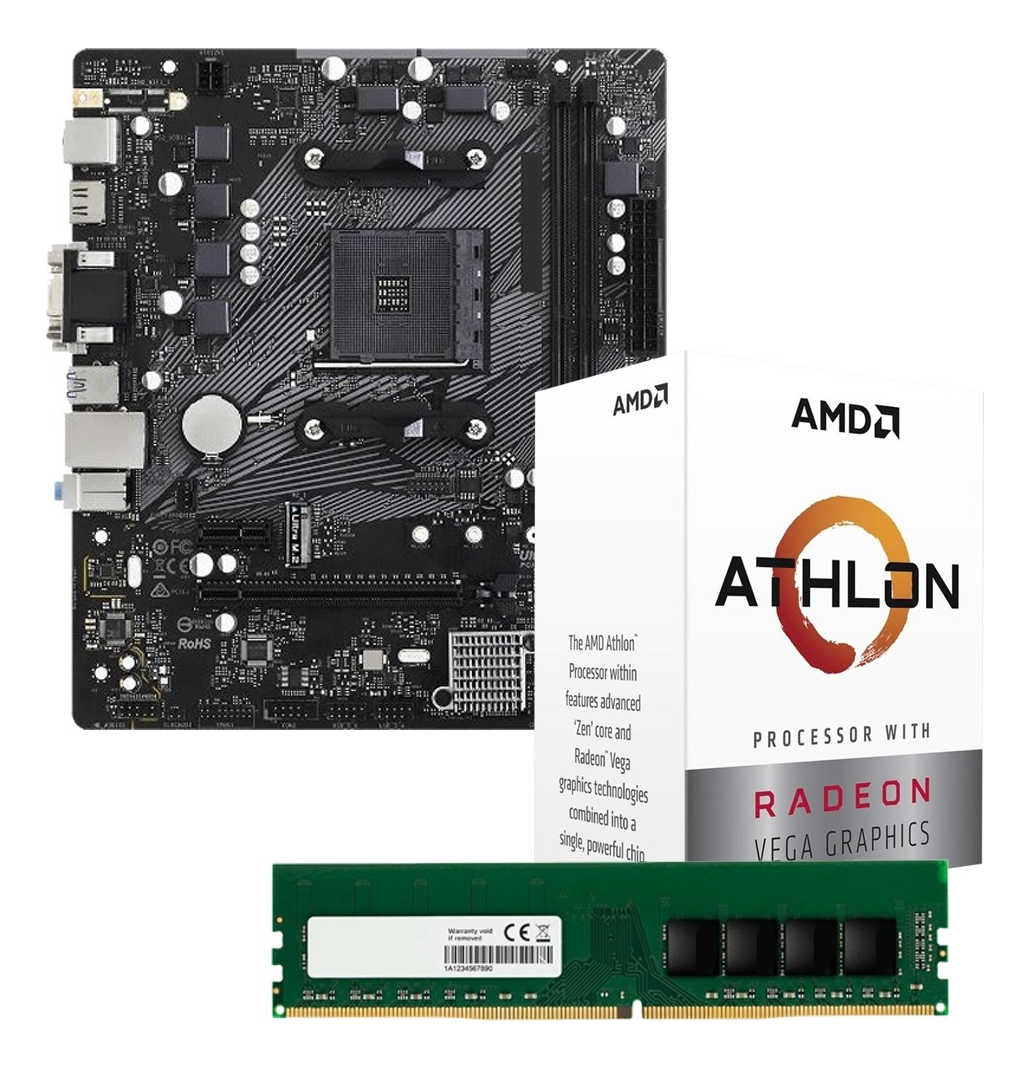 Combo Actualización Amd Athlon 3000g + B450m Am4 + 8gb Ddr4