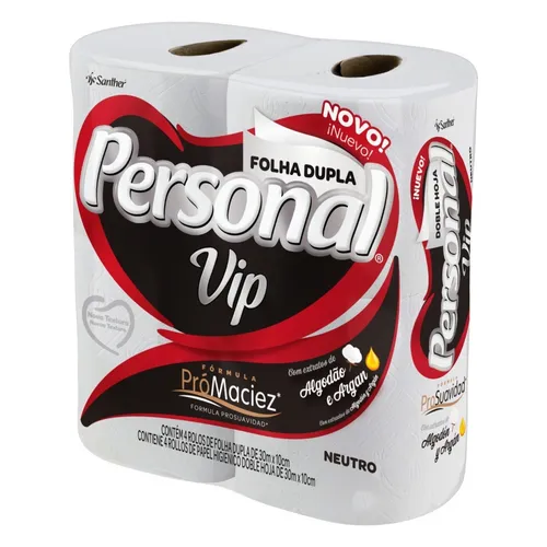 Papel Higiênico Folha Dupla Neutro Personal Vip 30m Pacote 4 Unidades R
