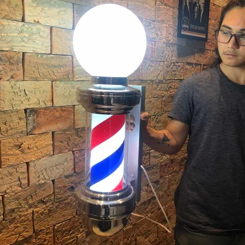 Barber Pole Poste De Barbeiro Luminária Giratória Mebuscar Brasil