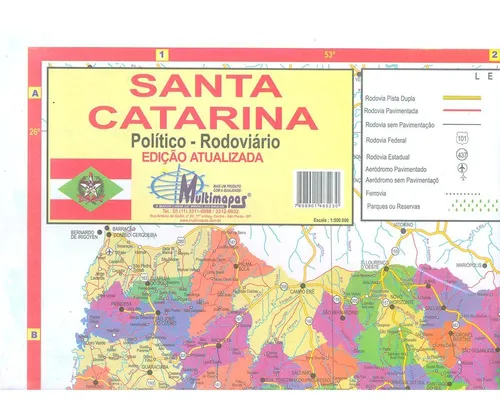 Mapa Estado Santa Catarina Político Rodoviário Atualizado Mebuscar Brasil