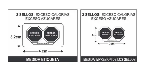 1000 Etiquetas Sellos Exceso Calorías Nom 051 Envio Incluid Mebuscar