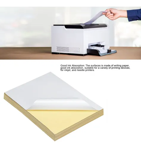 100 Pzas Papel Adhesivo Blanco Brillantemate Para Imprimir 154 En