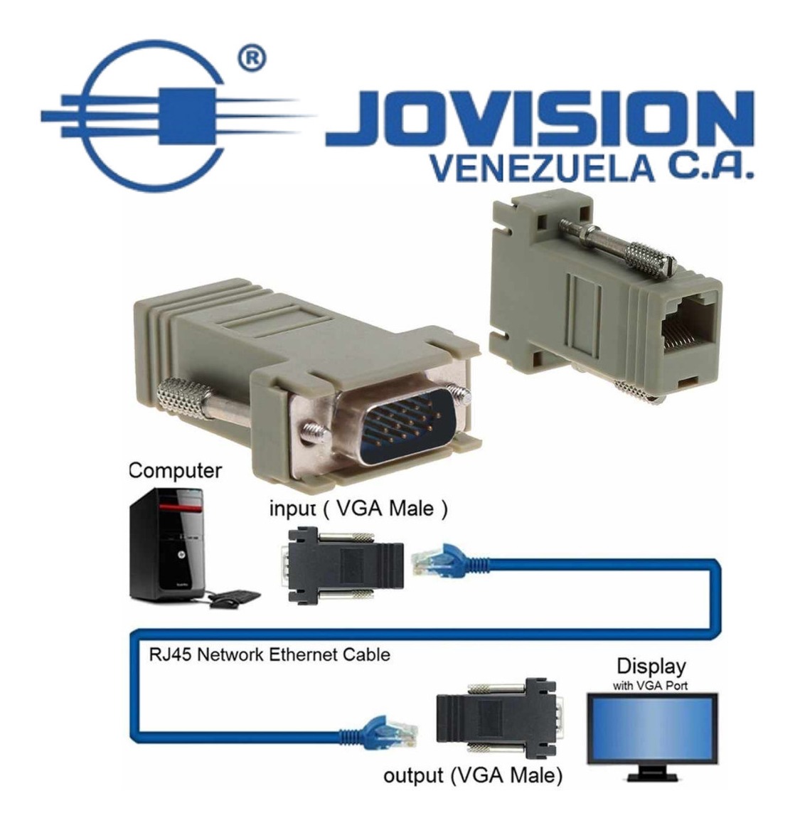 Extension Vga Por Cable Rj45 Red Adaptador 38 Metros Unidad | Mercado Libre
