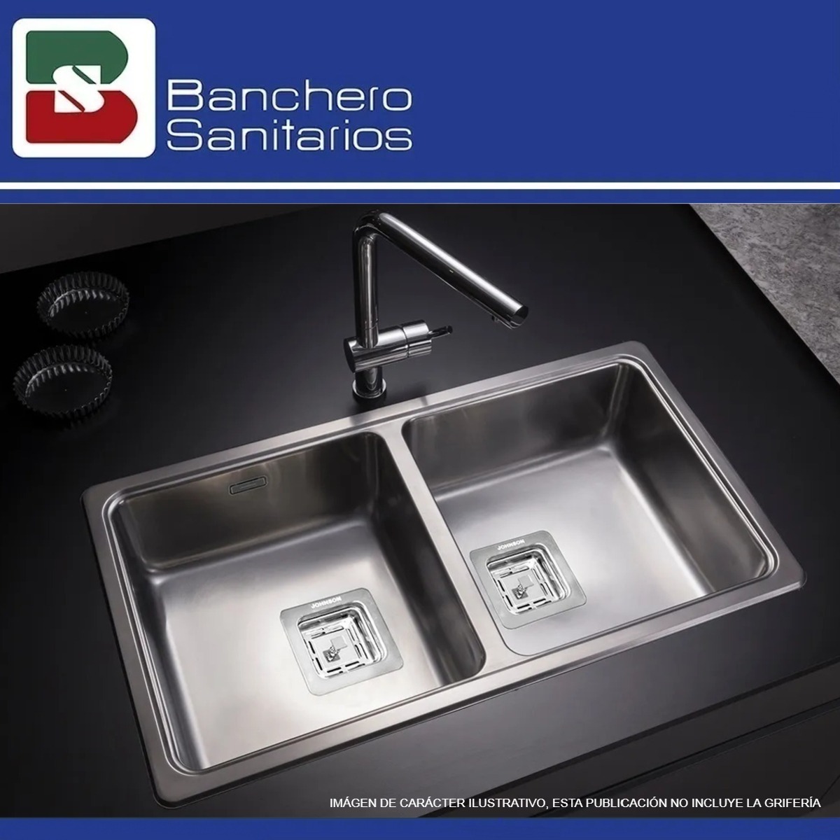 Pileta Bacha Doble Cocina Johnson Quadra Q76a Cta | BANCHERO SANITARIOS Pileta Bacha Doble Cocina Johnson Quadra Q76a Cta | BANCHERO SANITARIOS