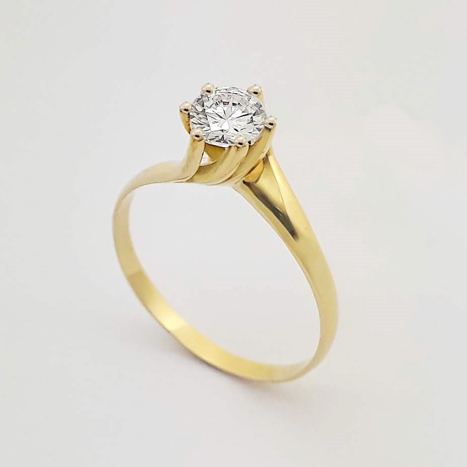 Anel De Noivado Solitário Ouro 18k Feminino Zircônia Cd009 ... Anel De Noivado Solitário Ouro 18k Feminino Zircônia Cd009 ...