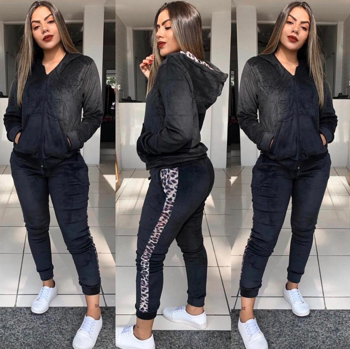 Conjunto Moletom Veludo Plush Capuz Frio Onça Feminino | Mercado Livre Conjunto Moletom Veludo Plush Capuz Frio Onça Feminino | Mercado Livre