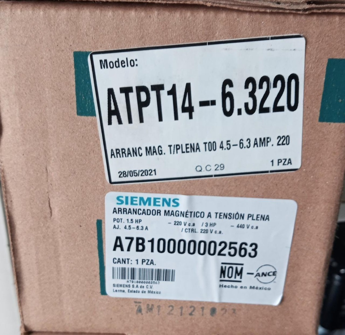 Arrancador Tension Plena Siemens 1.5hp 3f 220v 4.5- 6.3 Amp. | Meses ... Arrancador Tension Plena Siemens 1.5hp 3f 220v 4.5- 6.3 Amp. | Meses ...