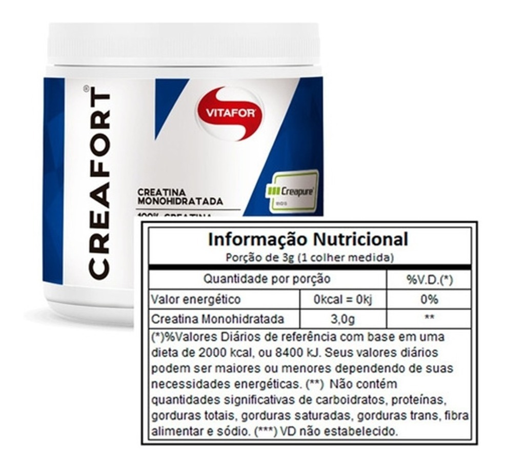 Creafort 300g Creatina Monohidratada Creapure Vitafor Frete Grátis