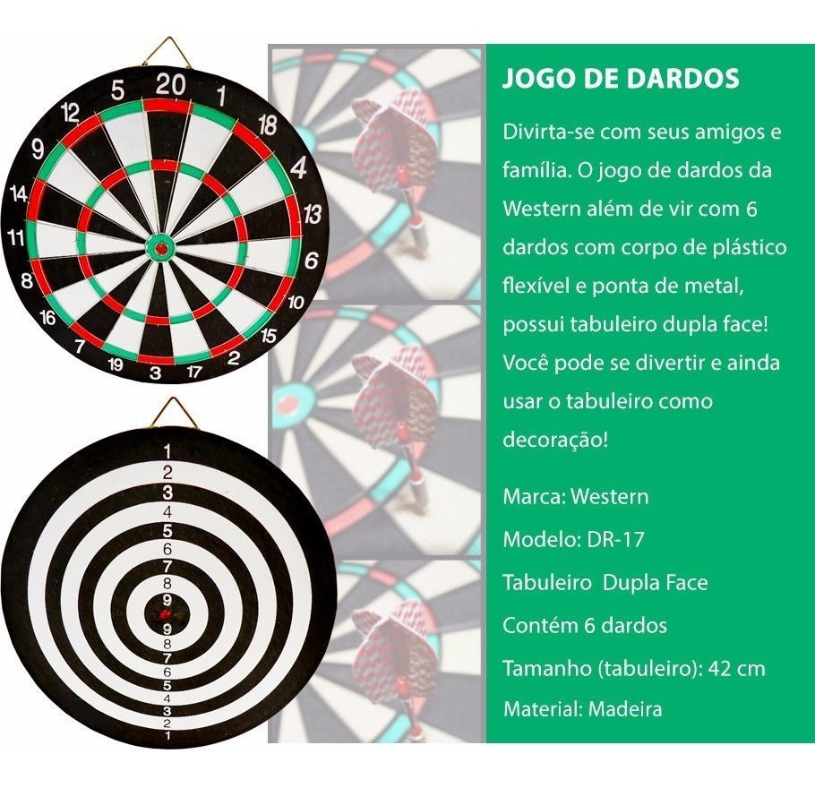 Jogo De Dardos Tabuleiro Alvo Duplo 42cm Tiro 6 Dardos Mercado Livre