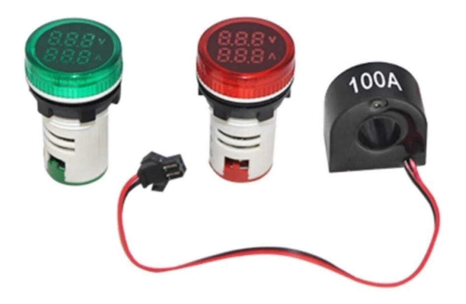 Voltimetro Amperimetro Digital 22mm 20~500vca 0-100a Vermelh ... Voltimetro Amperimetro Digital 22mm 20~500vca 0-100a Vermelh ...