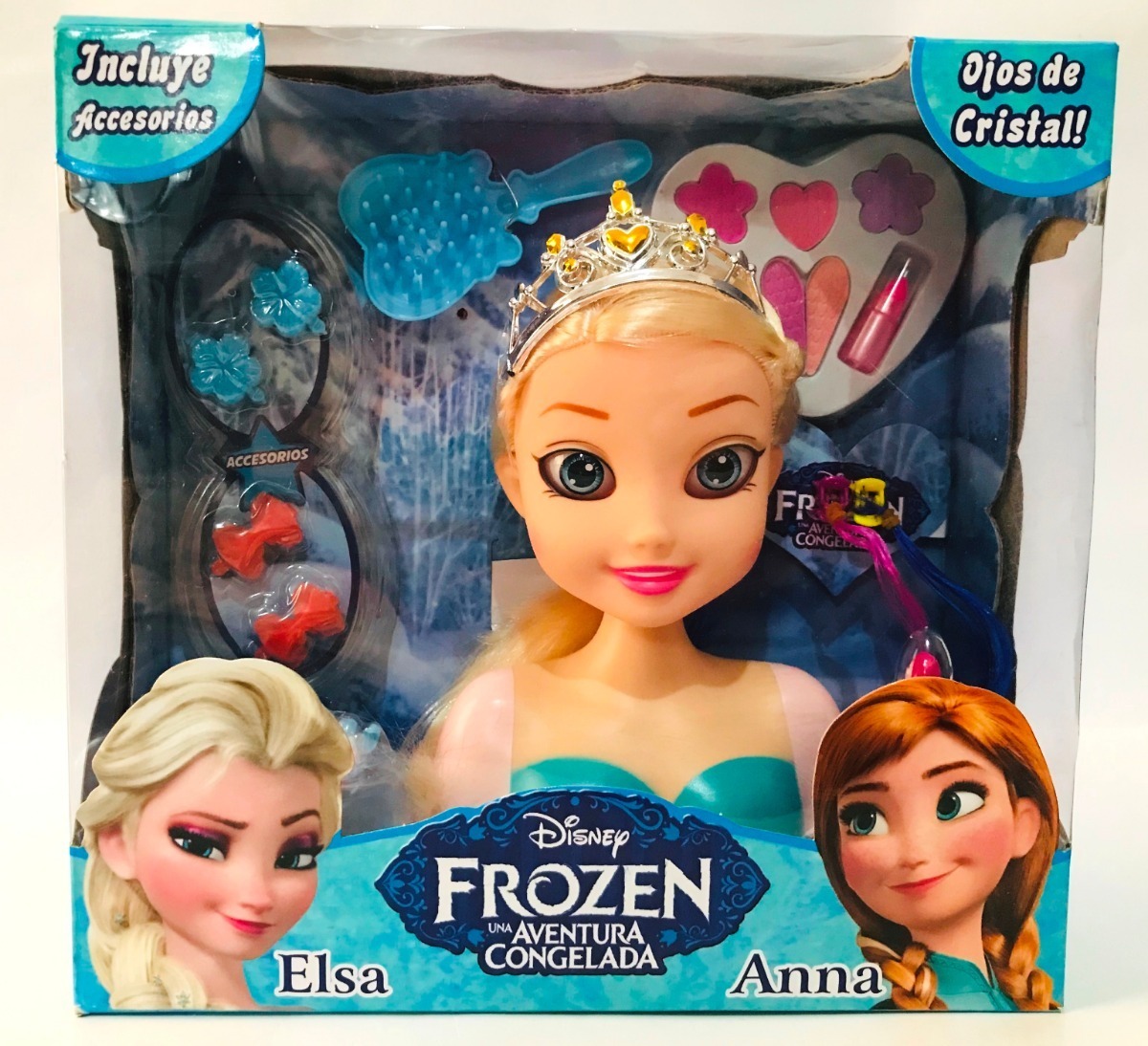 Boneca Elsa Cabeça Busto Para Maquiar E Pentear C Acessórios Frete Grátis