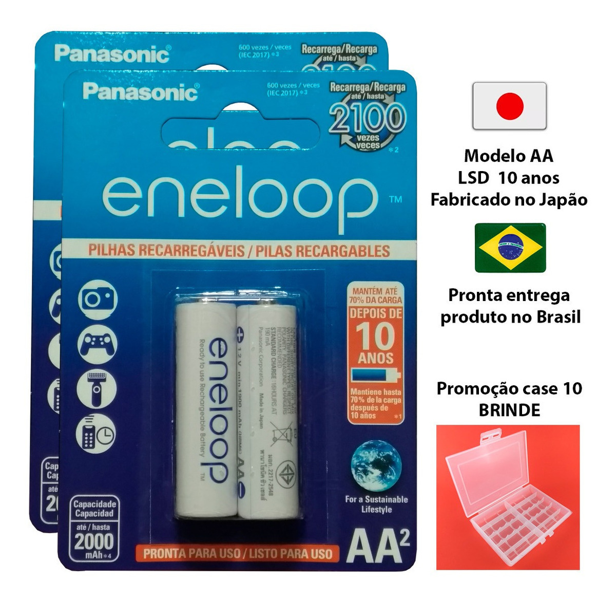 4 Pilhas Aa Panasonic Eneloop Recarregável 2000mah Japonesa Mercado Livre
