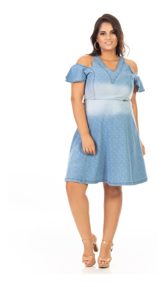 Vestido Jeans Ciganinha Com Alça Plus Size Vsj080 Parcelamento Sem Juros