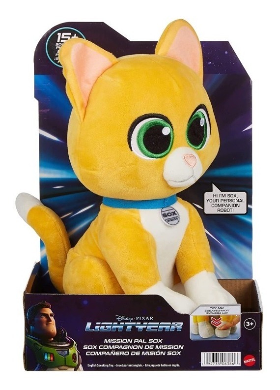 Disney Lightyear Sox Gato Peluche Con Sonido Y Luz Nuevo Meses Sin