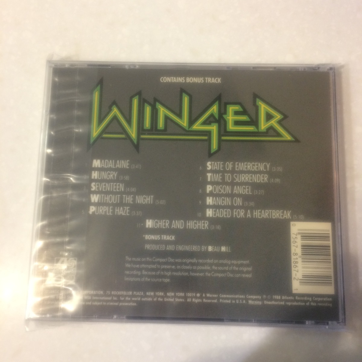 Winger - Winger (cd, 1988) Bonus Track Importado Usa | Mercado Libre