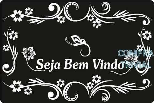 Tapete Seja Bem Vindo - Floral Fundo Preto | Mercado Livre Tapete Seja Bem Vindo - Floral Fundo Preto | Mercado Livre