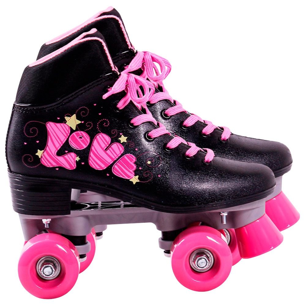 Patins 4 Rodas Retrô Quad Love Feminino Pretotam 35 Belfix | Mercado Livre Patins 4 Rodas Retrô Quad Love Feminino Pretotam 35 Belfix | Mercado Livre