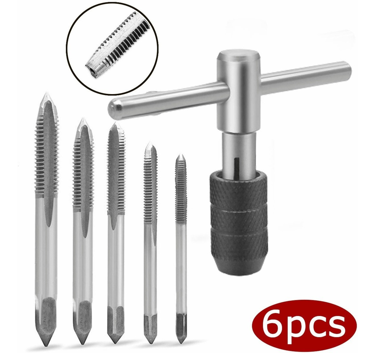 6 Machuelos Con Maneral Brocas Para Rosca Roscador M6 - M12 | MercadoLibre