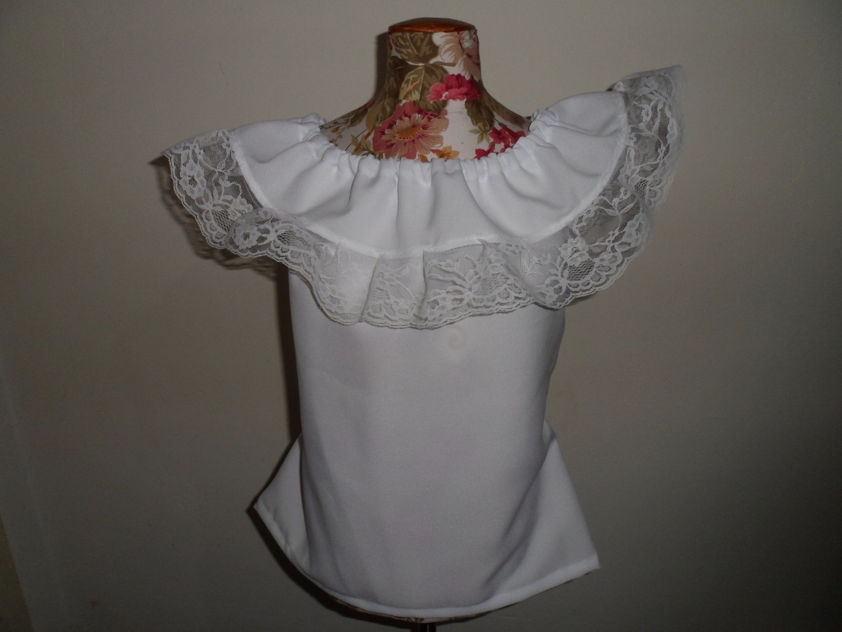 Blusa Campesina Para Niña Blanca Con Puntilla Leer Cuotas Sin