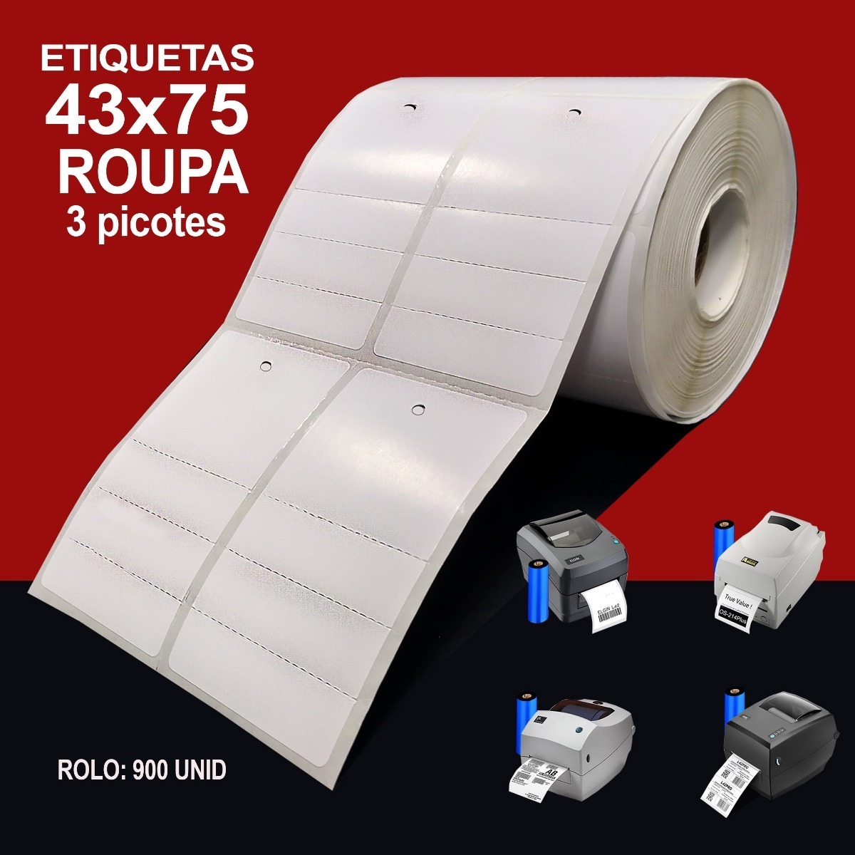 Etiqueta 43x75 Roupa Tag 3 Picote Elgin L42 Zebra 420t Argox ... Etiqueta 43x75 Roupa Tag 3 Picote Elgin L42 Zebra 420t Argox ...