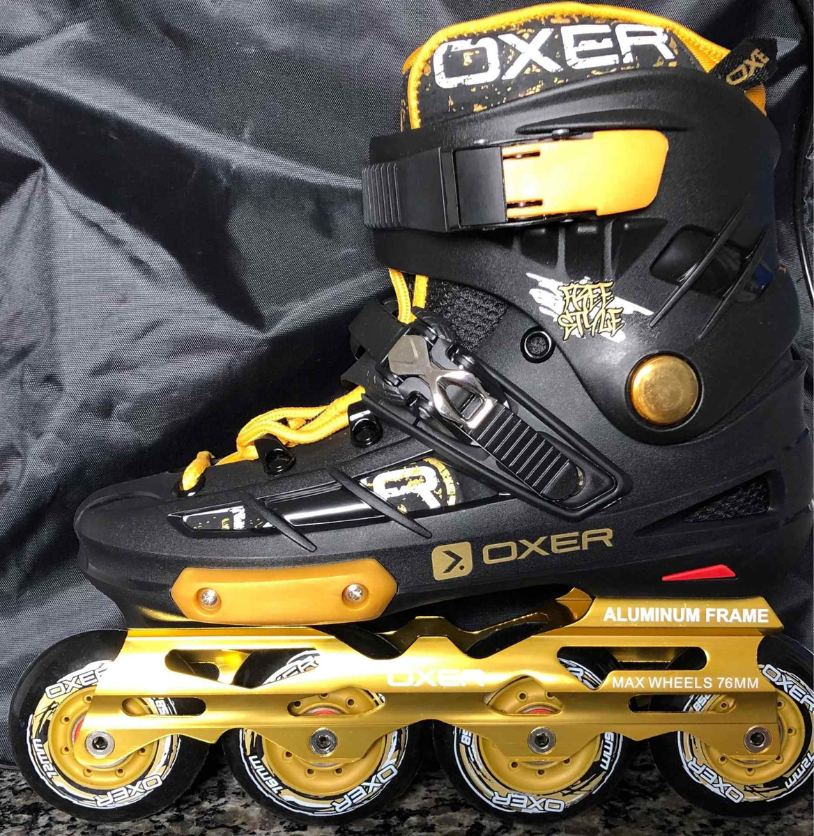 Patins Oxer Freestyle Preto C/ Dourado | Frete grátis Patins Oxer Freestyle Preto C/ Dourado | Frete grátis