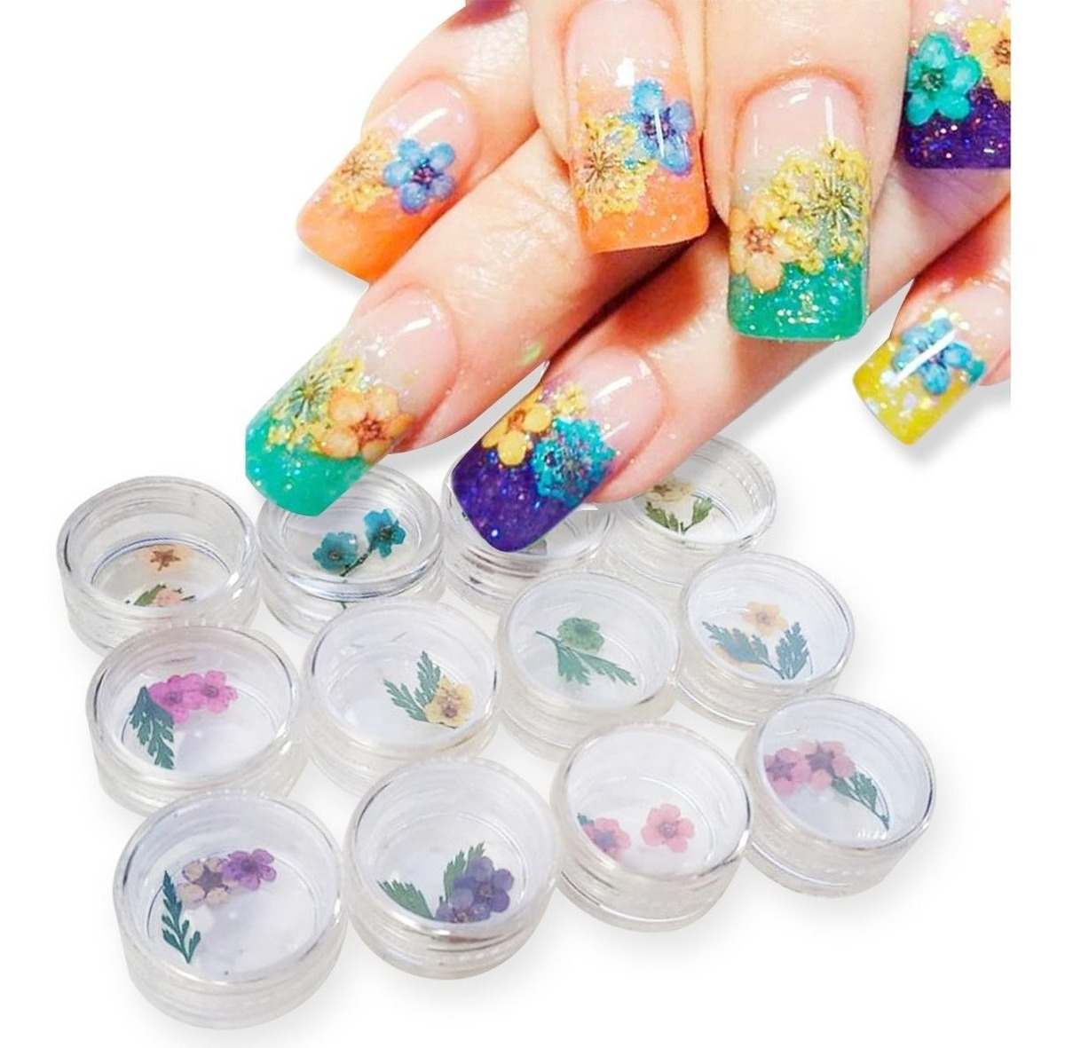 Kit 12 Flores Seca Decoração Unhas Gel Salão Oferta Mercadolivre
