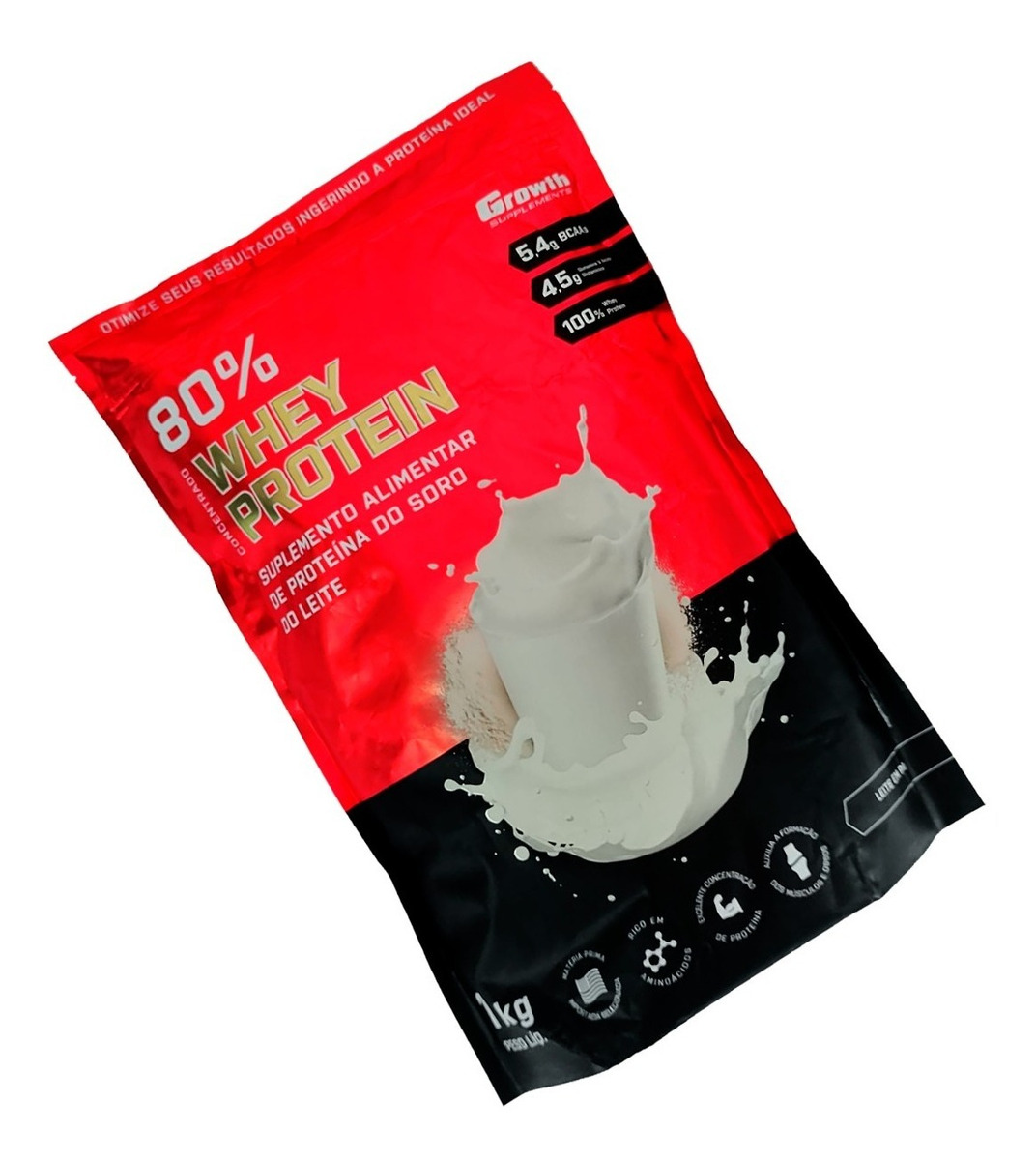 Whey Protein Concentrado Growth 1kg Proteina Sabor Leite Pó Frete Grátis