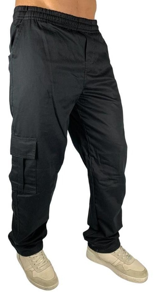 Calça Cargo Sarja Skatista Unissex Street 6 Bolsos Regulagem