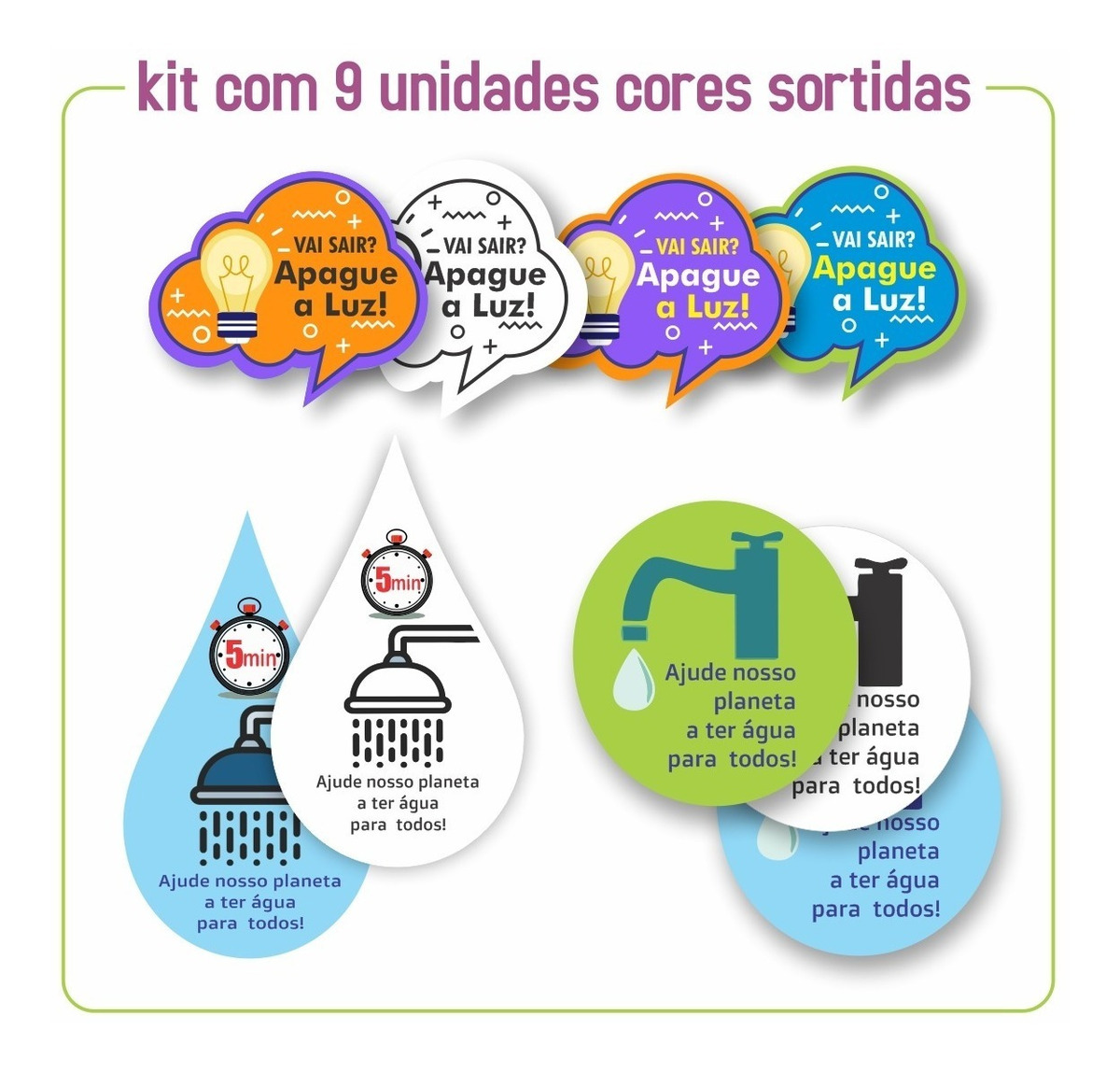 Adesivo Economize Energia Água Apague A Luz Banheiro Pia 9un ... Adesivo Economize Energia Água Apague A Luz Banheiro Pia 9un ...