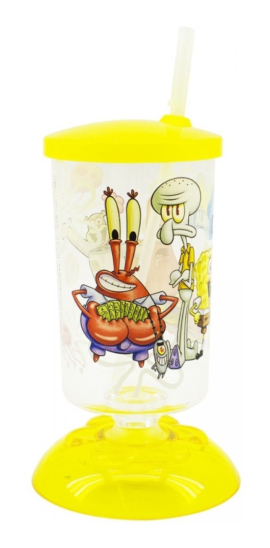 Copo Articulado Com Canudo 250ml Bob Esponja Parcelamento Sem Juros