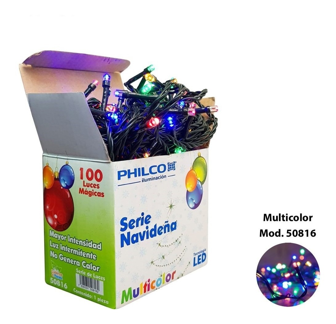 Serie De Luces Navideñas Led Philco 100 Luces Multicolor Mercadolibre