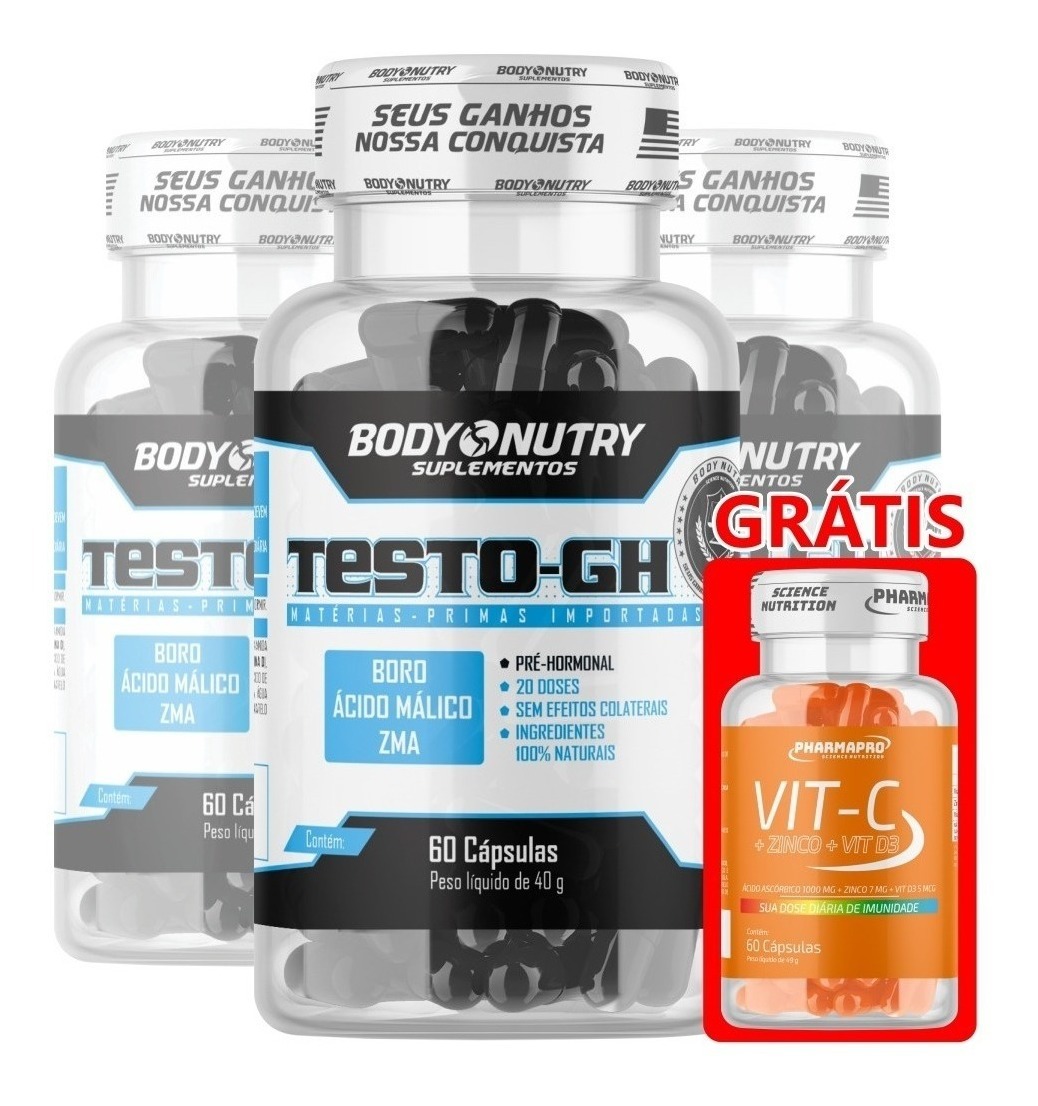 3x Testo Gh - 60 Cápsulas Precursor Testosterona + Brinde | Frete grátis