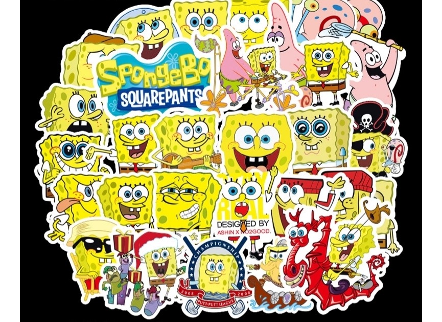 Bob Esponja 100 Calcomanias Stickers Pvc Vs Agua Patricio Mercado Libre