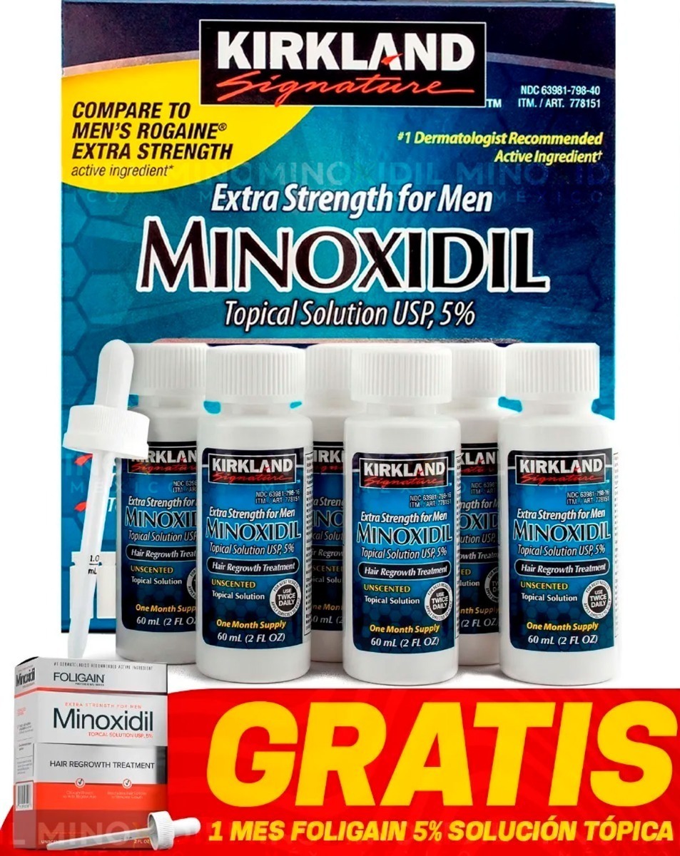 Minoxidil 5 Solución Tópica 6 Meses Tratamiento Envío Gratis