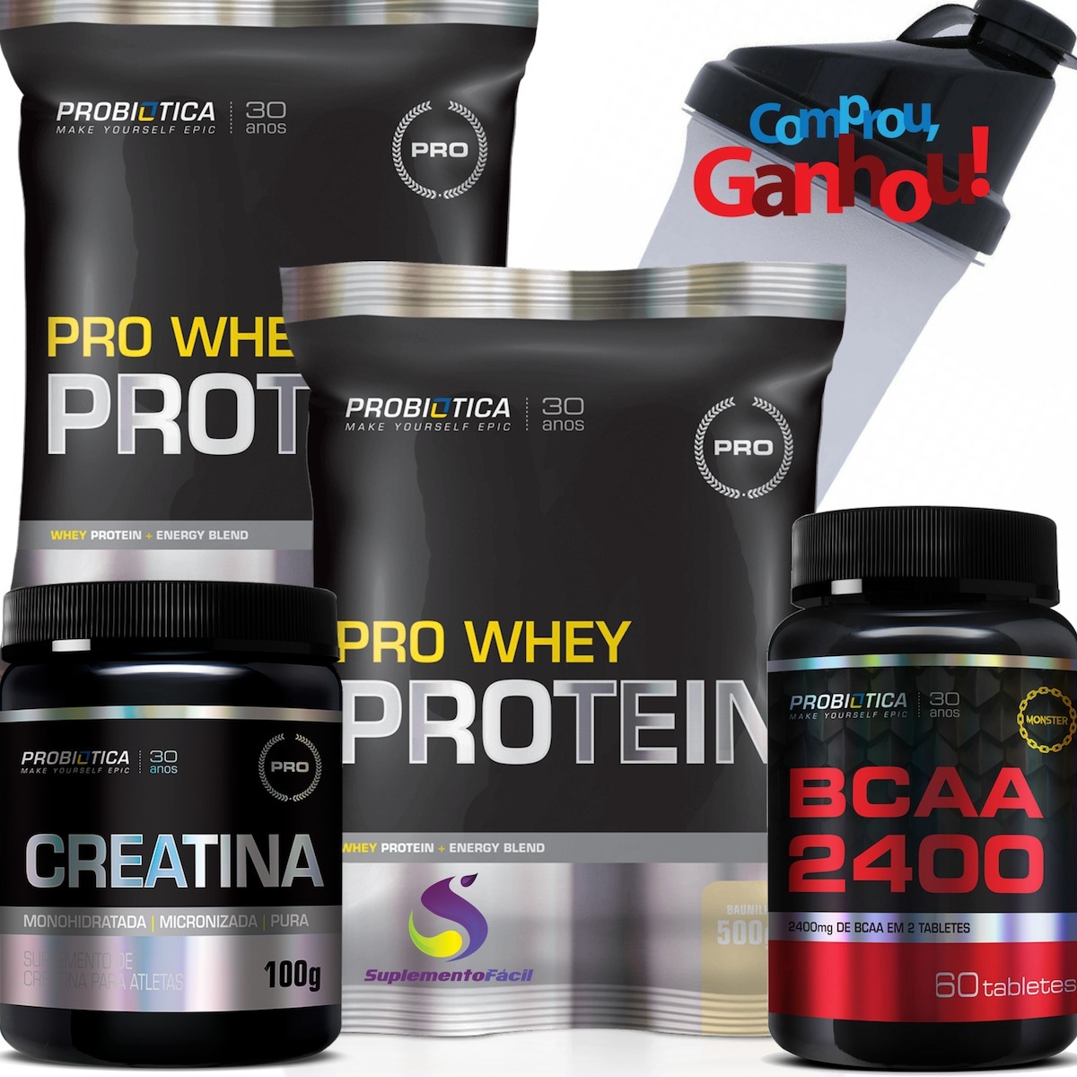 Combo 2 Pro Whey Bcaa 2400 Creatina Brinde Probiótica Mercado Livre