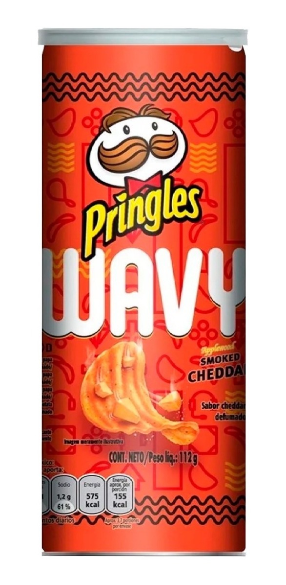 Papas Pringles Wavy Sabor Queso Cheddar Lata De 112g Meses Sin Intereses